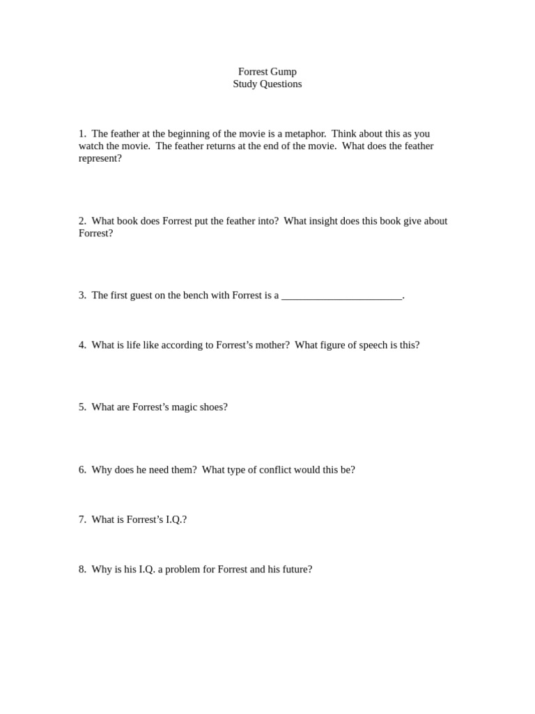 Forrest Gump Study Guide | PDF