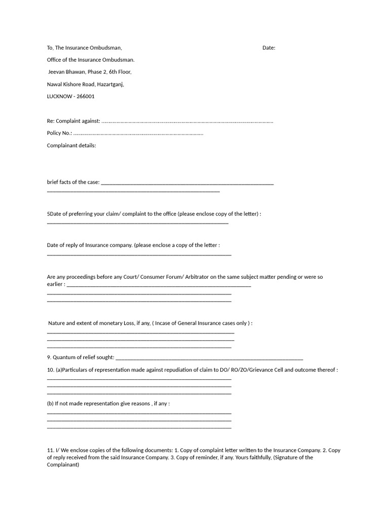 Complaint Format | PDF