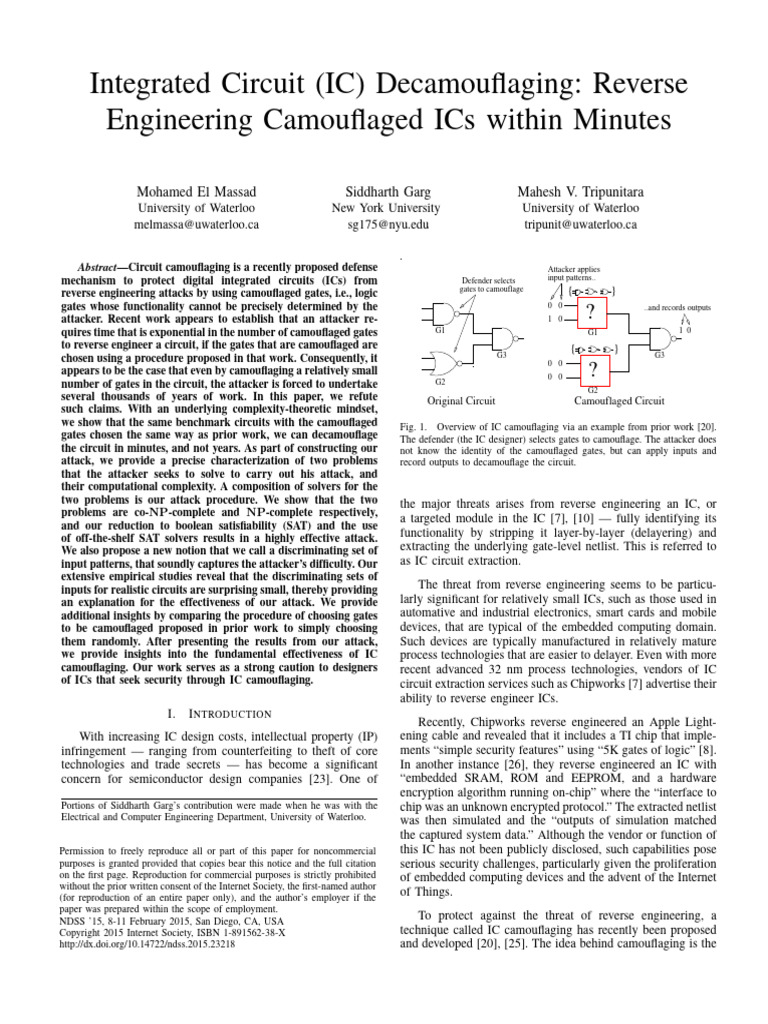 Integrated Circuit IC Decamouflaging Rev | PDF | Logic Gate ...
