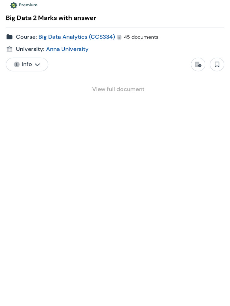 Big Data 2 Marks With Answer - Compress | PDF | No Sql | Apache Hadoop