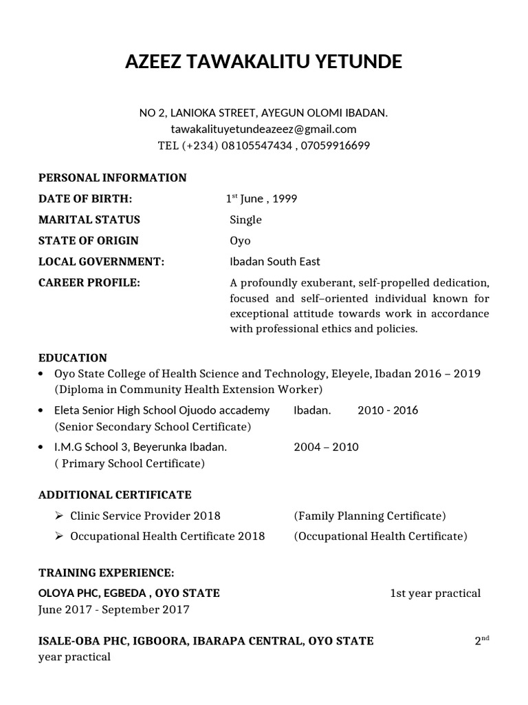 Community Health Worker Resume | PDF