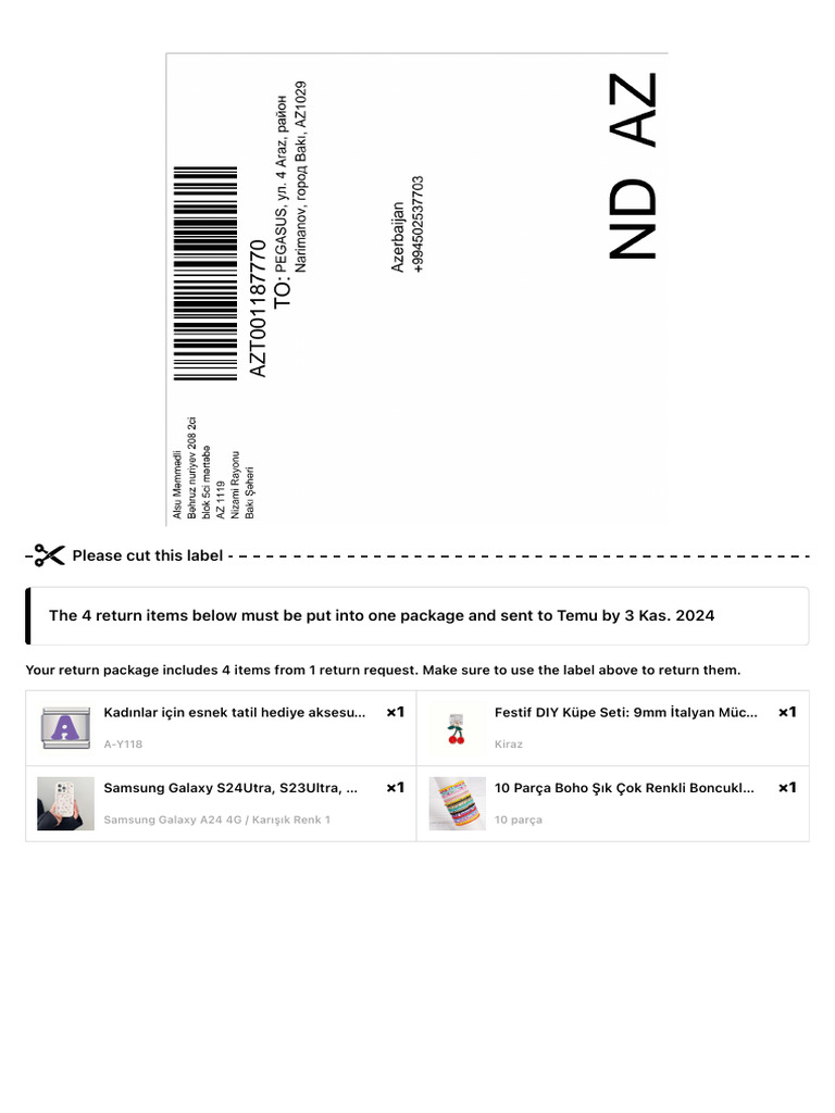 Return Instructions for Temu Package | PDF