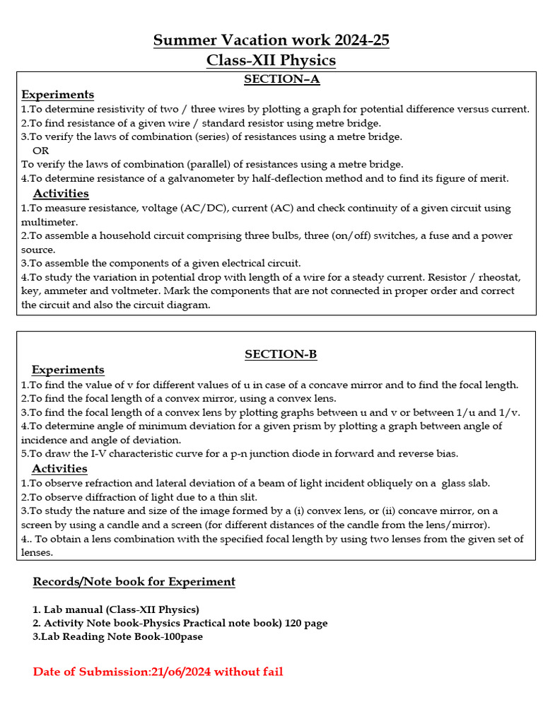 Summer Vacation Work 2021 | PDF