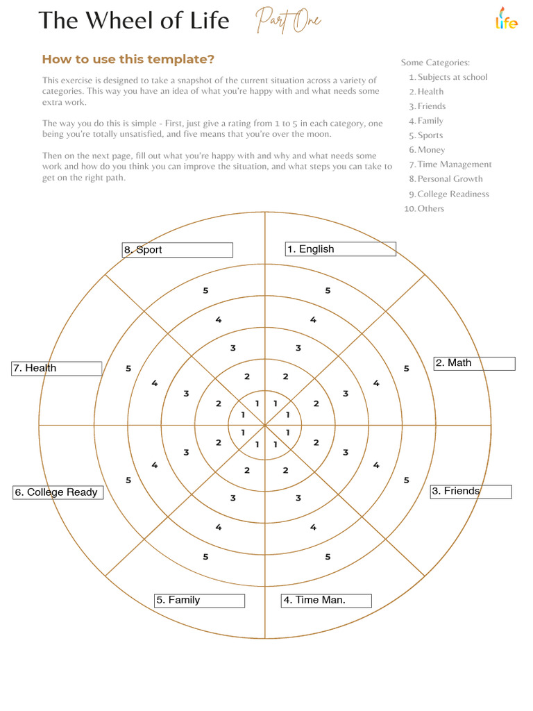 Wheel of Life Self-Assessment Guide | PDF