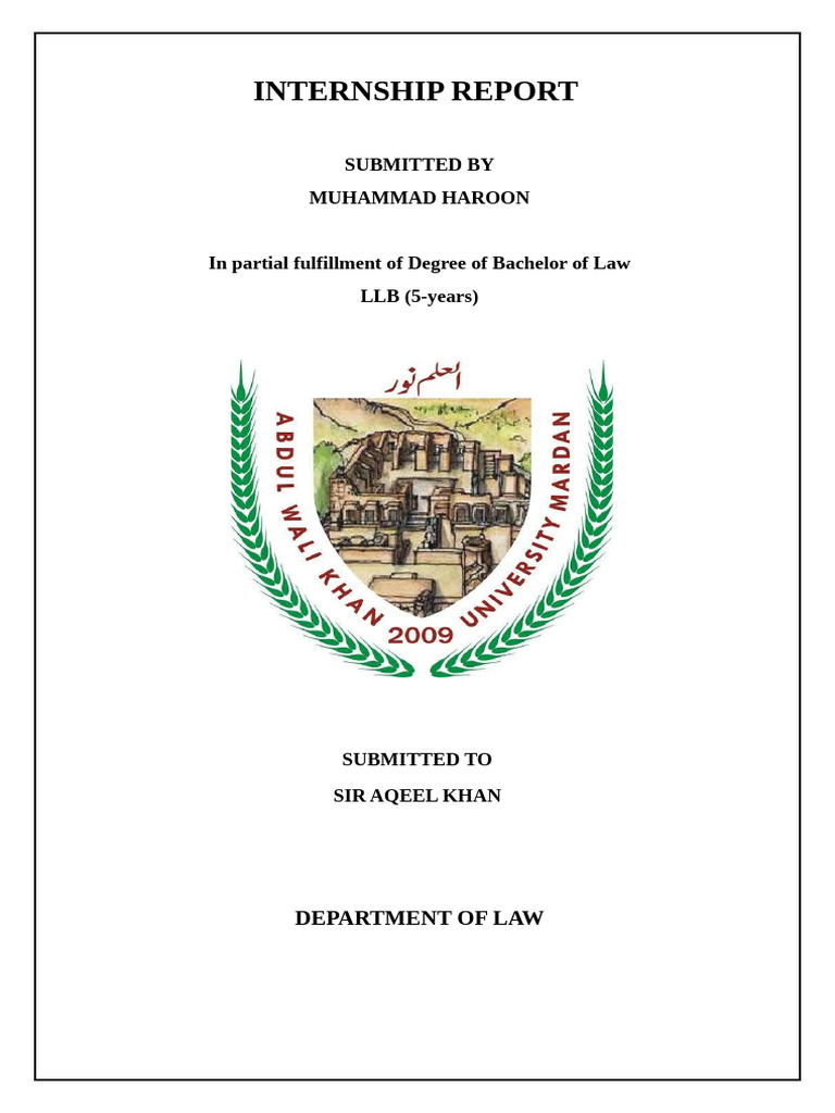 Internship Report (LLB 5-Years) | PDF | Bail | Lawsuit