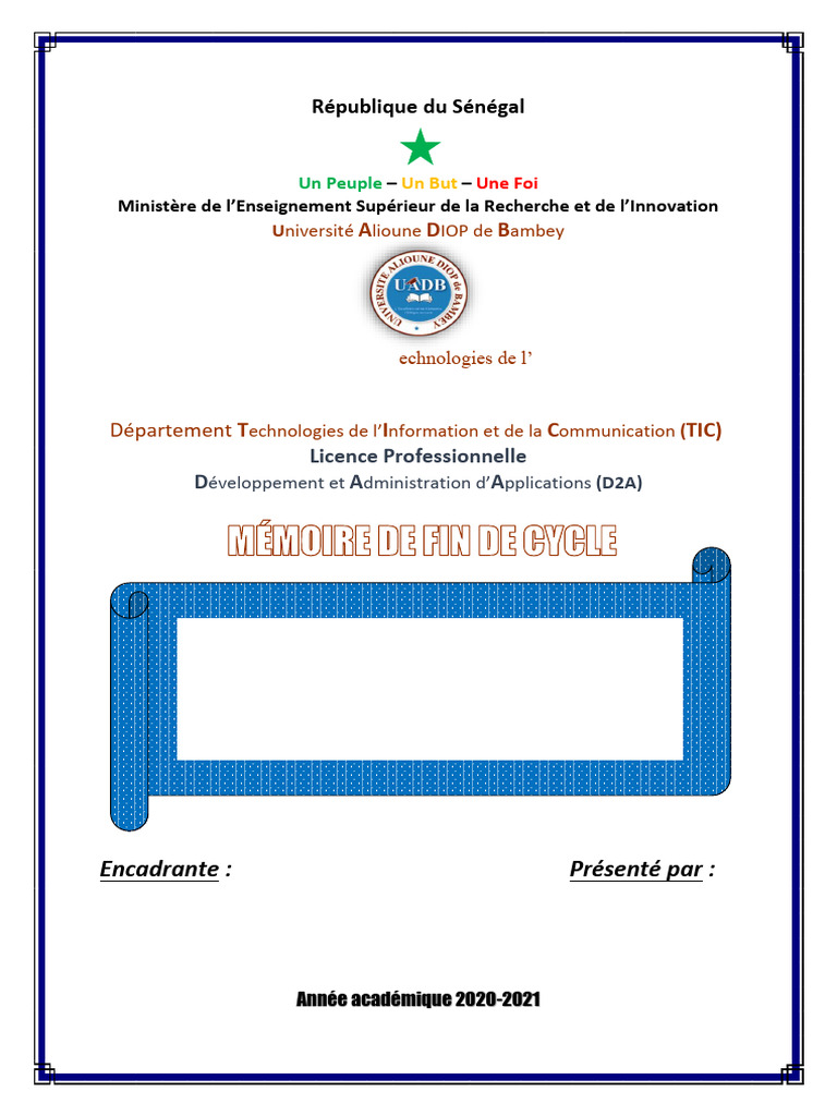 Mémoire Licence 3 D2A Abdoulaye Ndiaye & Sidy M Traoré 2020 2021 | PDF ...