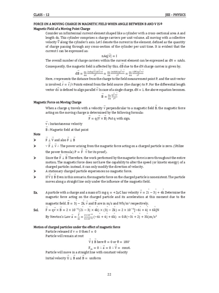 JEE-Phy-CH-27-Force On A Moving Charg | PDF