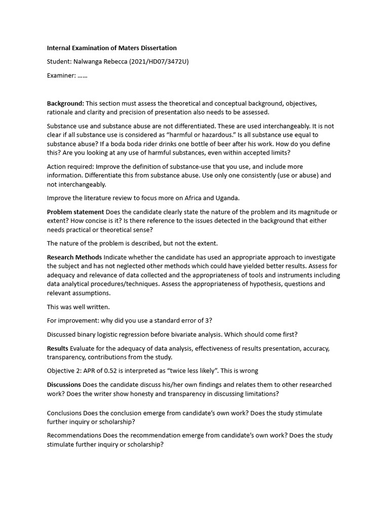 Internal Examination - Nalwangaa Rebecca | PDF | Methodology | Science