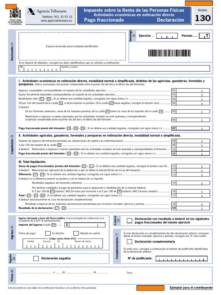 Mod 130 | PDF | Impuestos | Economias
