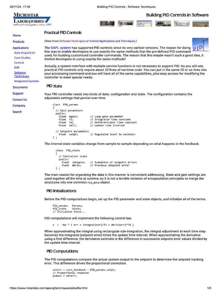 PID Building PID Controls - Software Techniques | PDF
