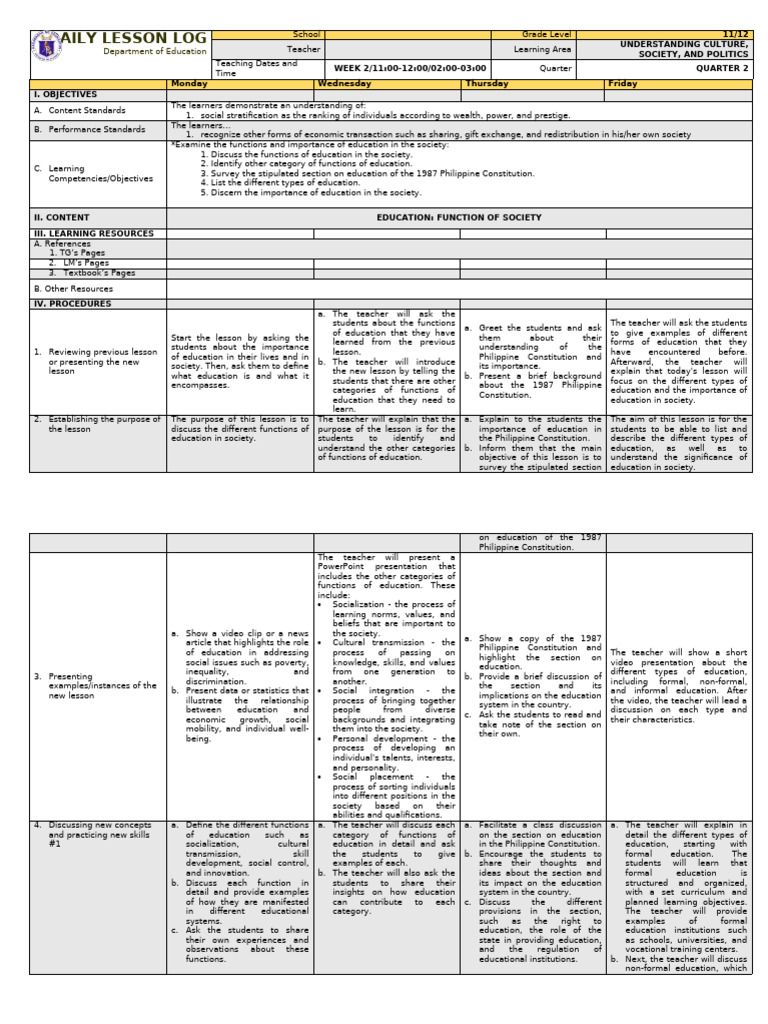 UCSP Q2 WEEK2-3 | PDF | Teachers | Behavior Modification