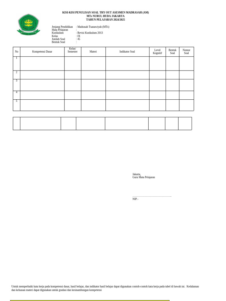 Kisi-Kisi AM 2025 | PDF