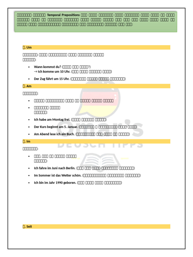 Temporal Prepositions | PDF