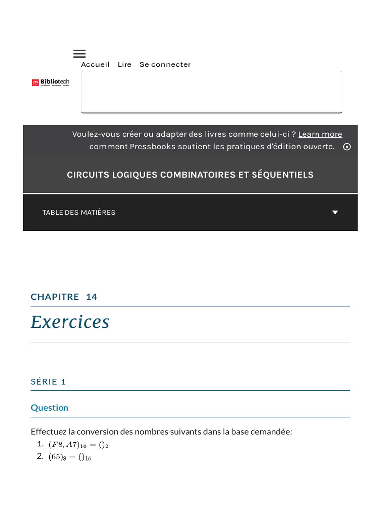 Exercices – Circuits logiques combinatoires et séquentiels | PDF | Théorie du calcul ...