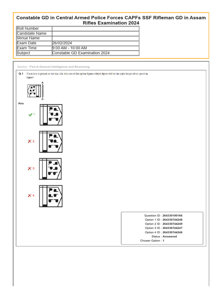 SSC GD Question Paper 2024 PDF in English 26-02-24 | PDF ...