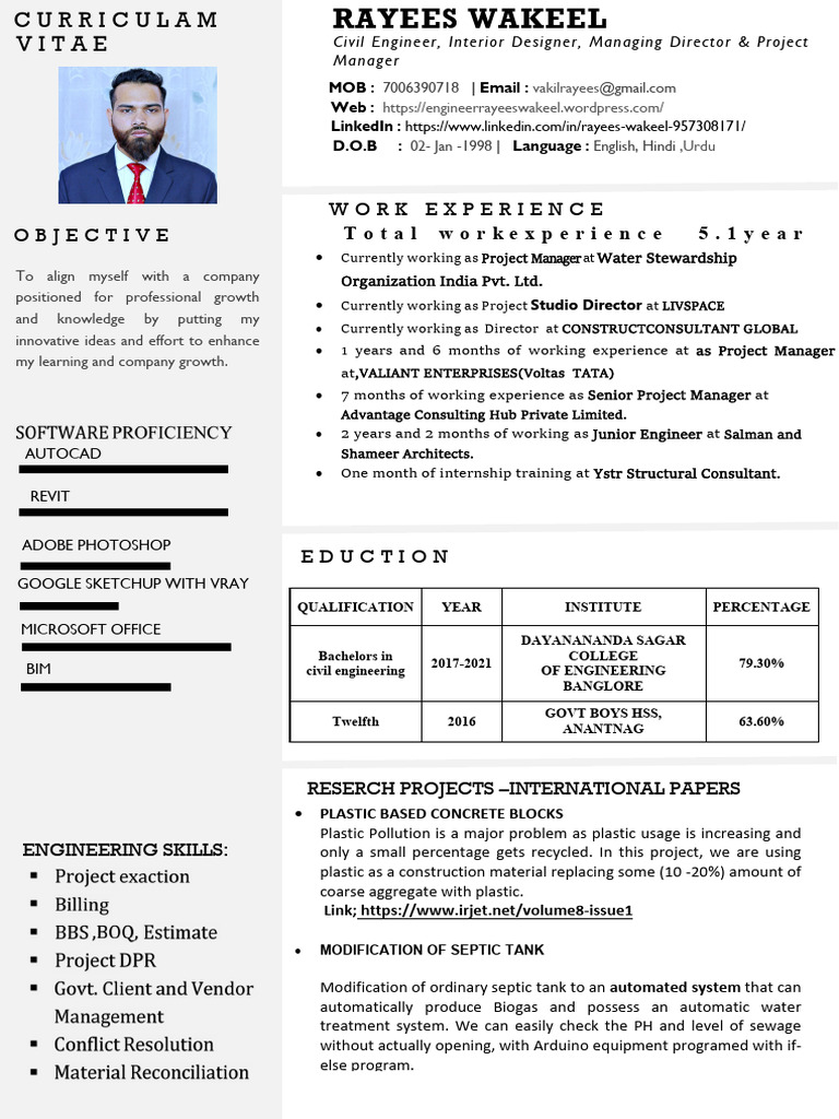 Civil Engineering Resume Example | PDF | Project Management ...