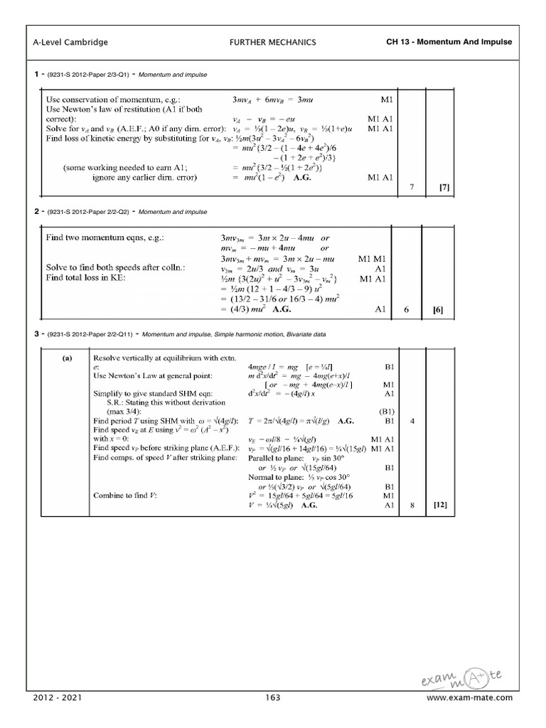 Cie A LVL-FM-QB 3.6 - Answers | PDF | Momentum | Classical Mechanics