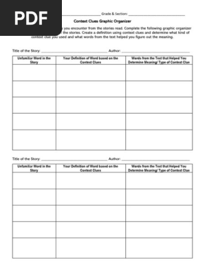 Context Clues Graphic Organizer Pdf Context Clues Strategies And