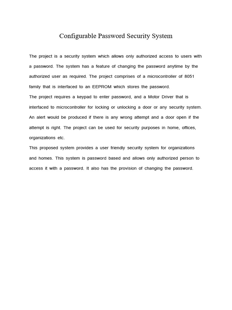 Configurable Password Security System | PDF