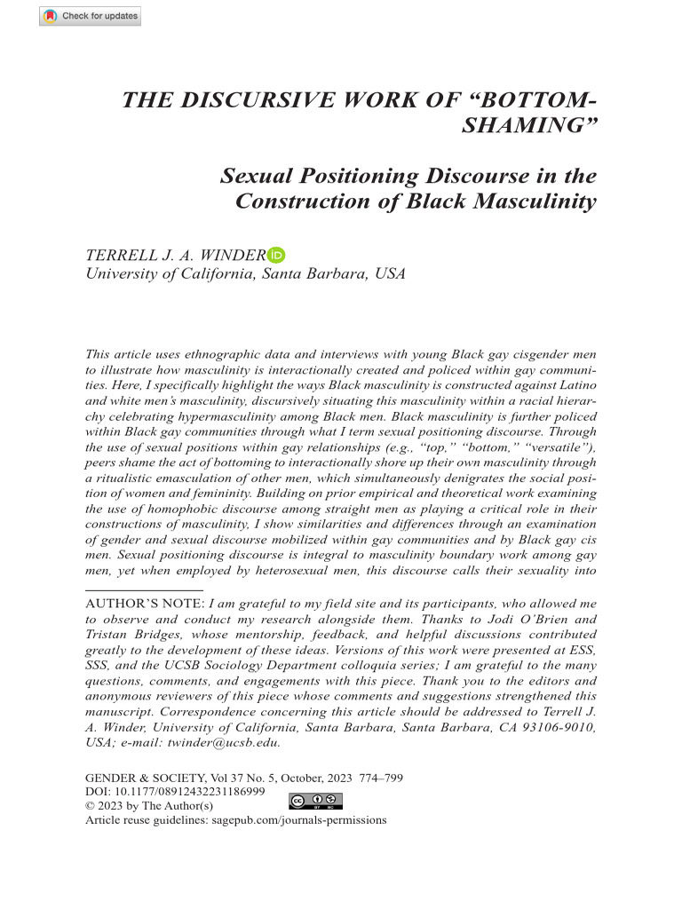 Winder 2023 The Discursive Work of Bottom Shaming Sexual Positioning Discourse in The ...