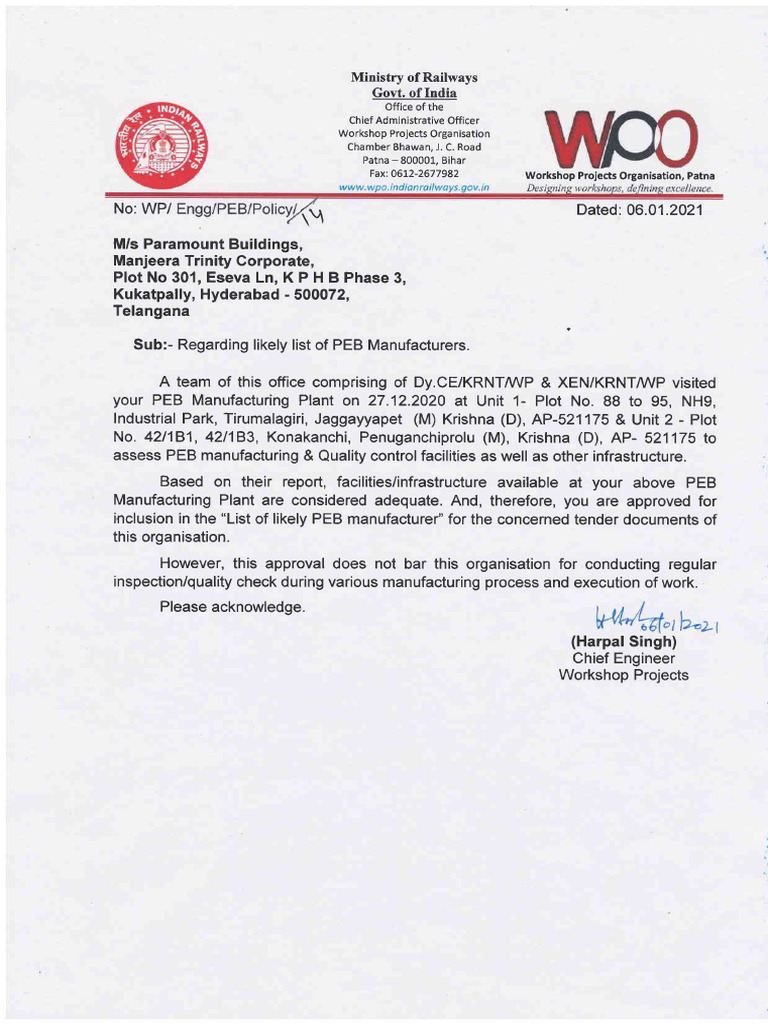 WPO-approval-letter Paramount | PDF