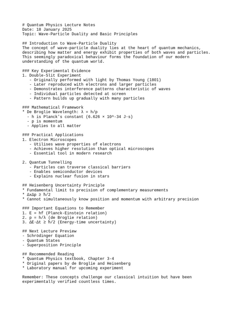 Quantum Physics Notes | PDF