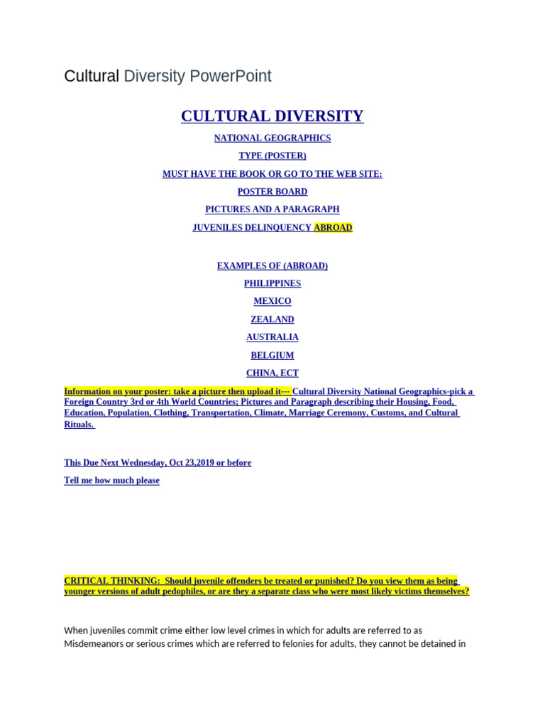 Cultural Diversity PowerPoint | PDF | Juvenile Delinquency | Juvenile Court