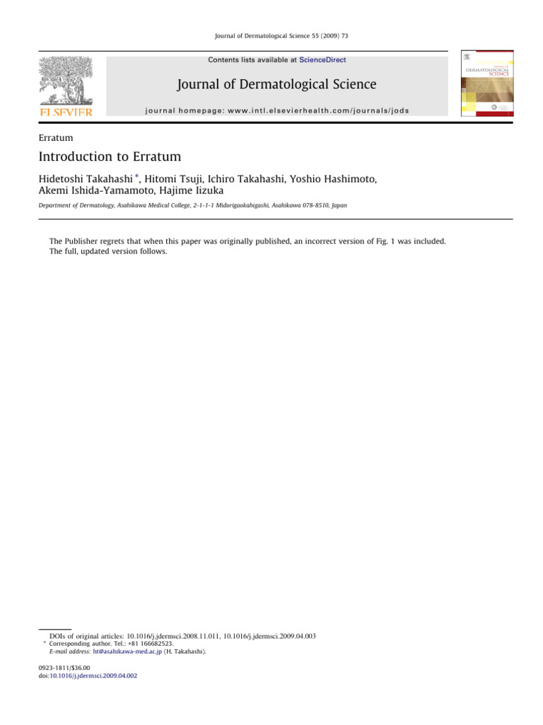Dermatology Erratum Notice | PDF