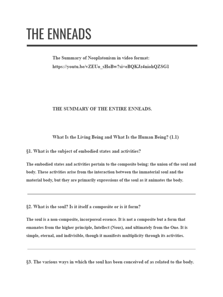 The Summary of The Enneads (Complete) | PDF | Neoplatonism | Nous