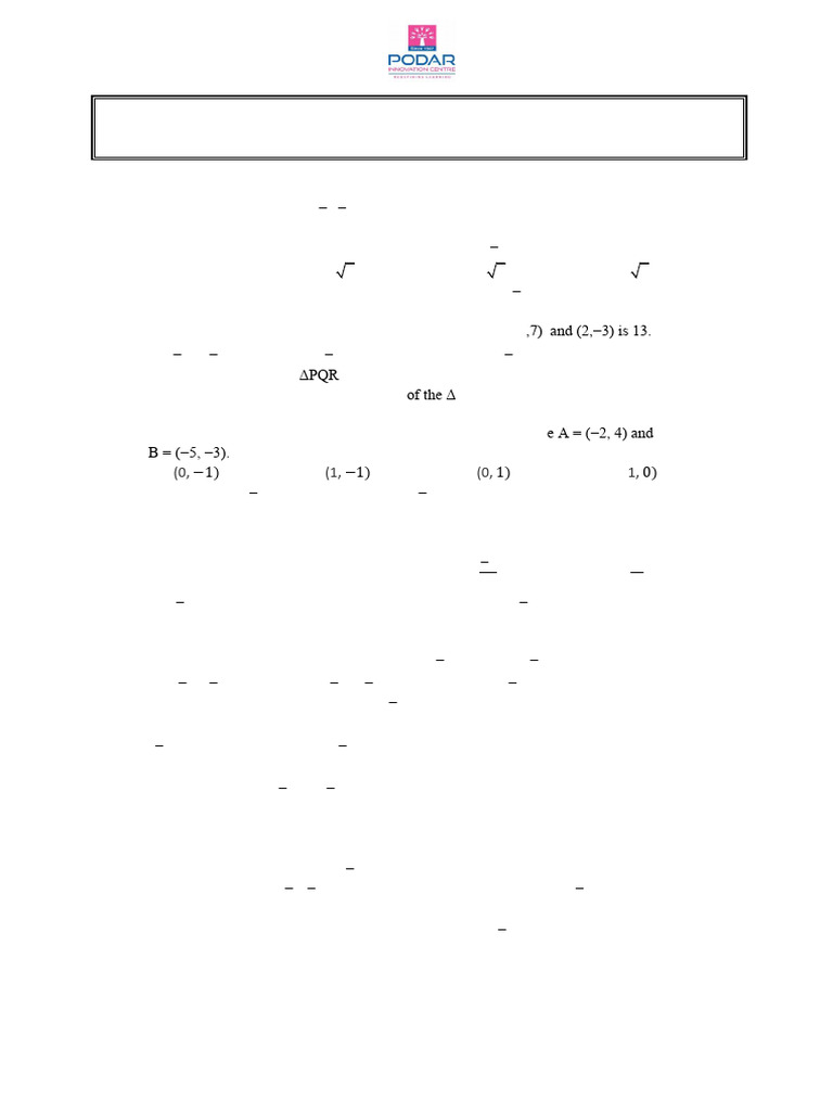QP - PS - CB - X - Math - 7 .Coordinate Geometry | PDF | Circle | Triangle