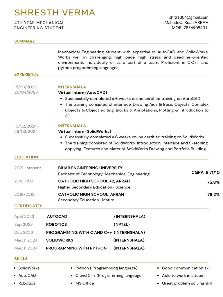 Gold Minimalist Professional Work Data Analyst Resume | PDF | Engineering | Computing
