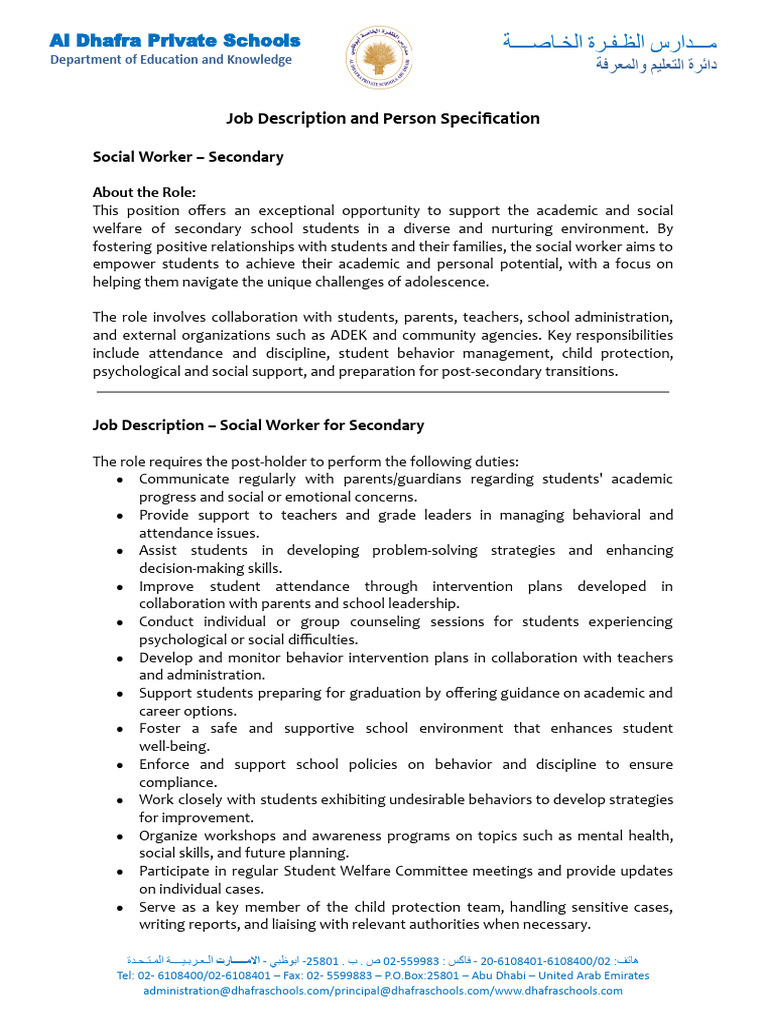 Secondary School Social Worker Role | PDF | Social Work | Disciplines