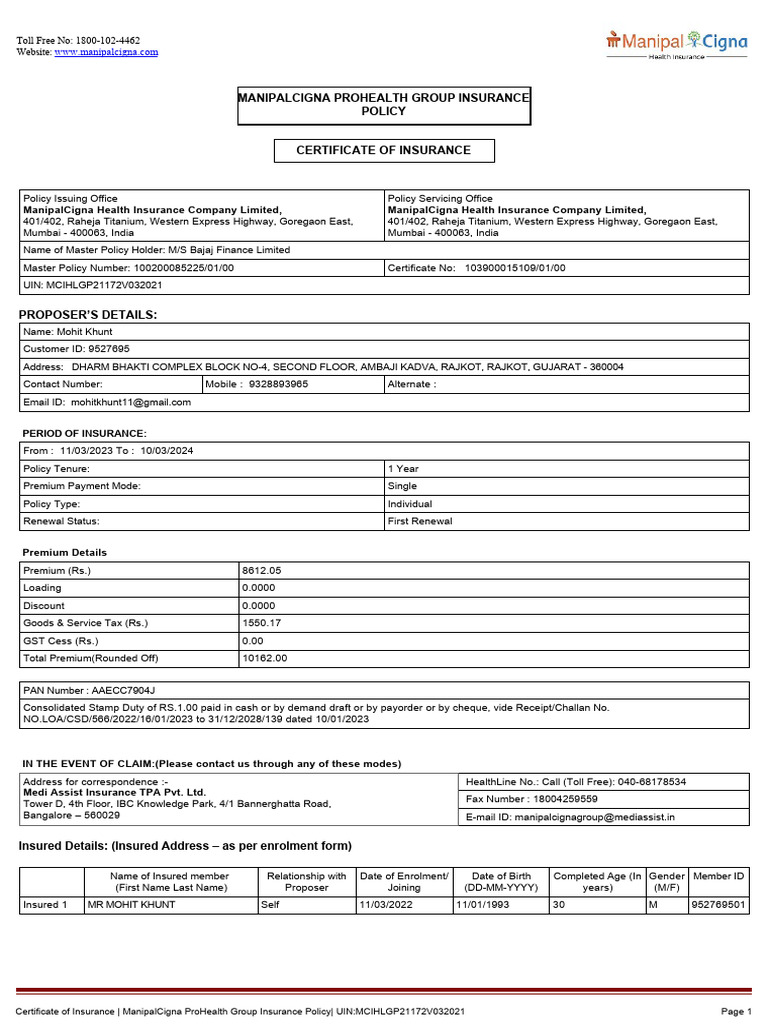 Policy Kit | PDF | Insurance | Hospital