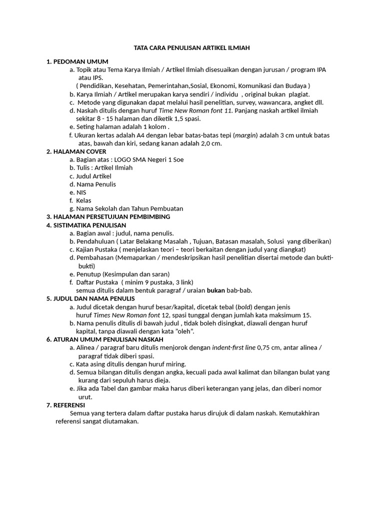 TATA CARA PENULISAN ARTIKEL ILMIAH DAN TEMPLATE[1] | PDF
