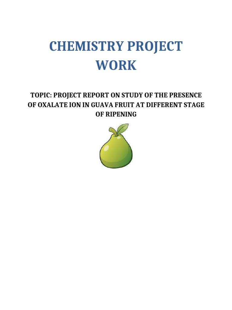 CHEMISTRY PROJECT WORK Front Page | PDF