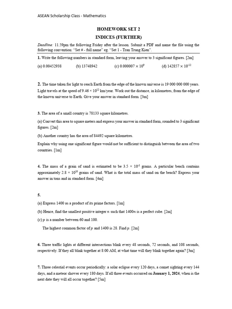 Homework Set 2 - Indices (Further) | PDF