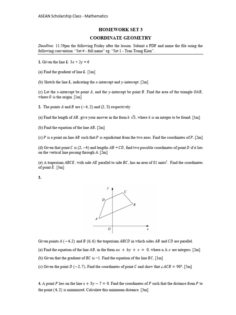 Homework Set 3 - Coordinate Geometry | PDF