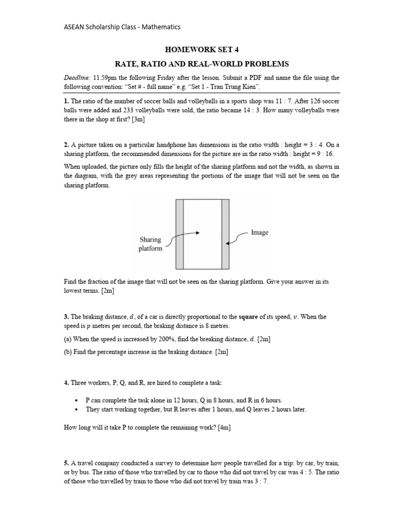 Homework Set 4 - Rate, Ratio and Real-world Problems | PDF | Ratio ... Homework Set 4 - Rate, Ratio and Real-world Problems | PDF | Ratio ...