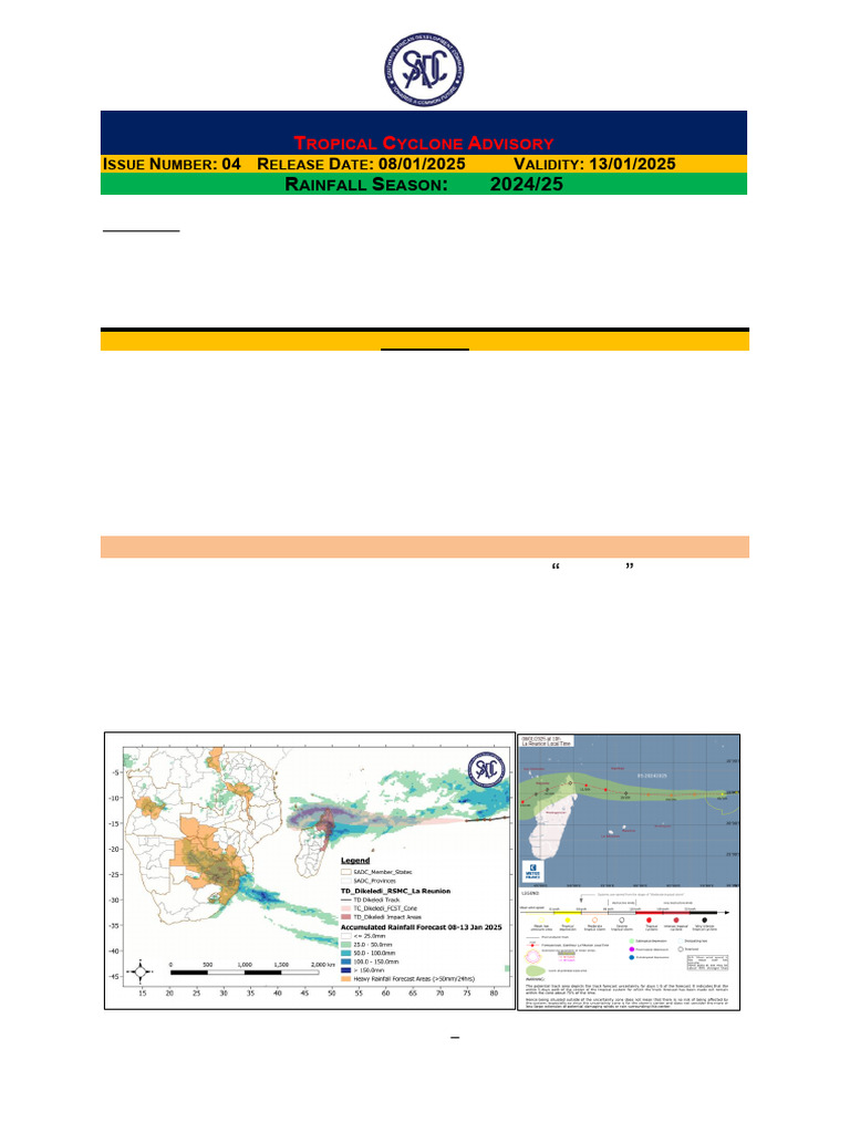 Tropical Cyclone Dikeledi Advisory | PDF | Tropical Cyclones | Southern ...