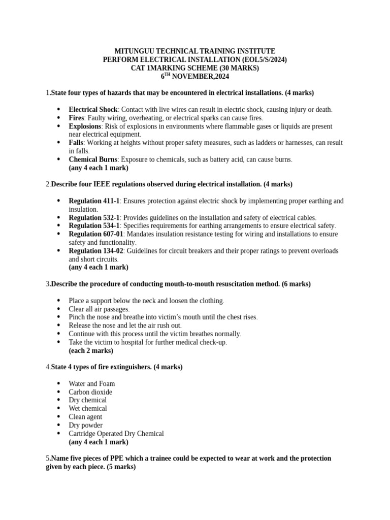 Electrical Installation Marking Guide | PDF | Electrical Wiring | Safety