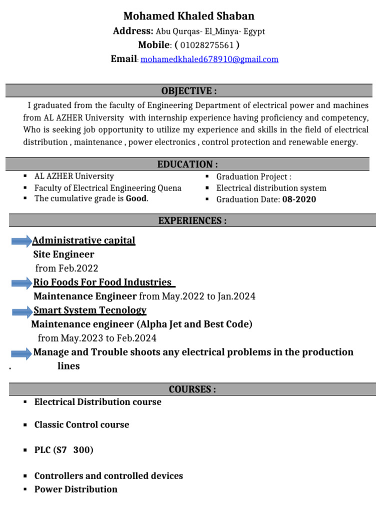 Mohamed Khaled CV | PDF | Engineering