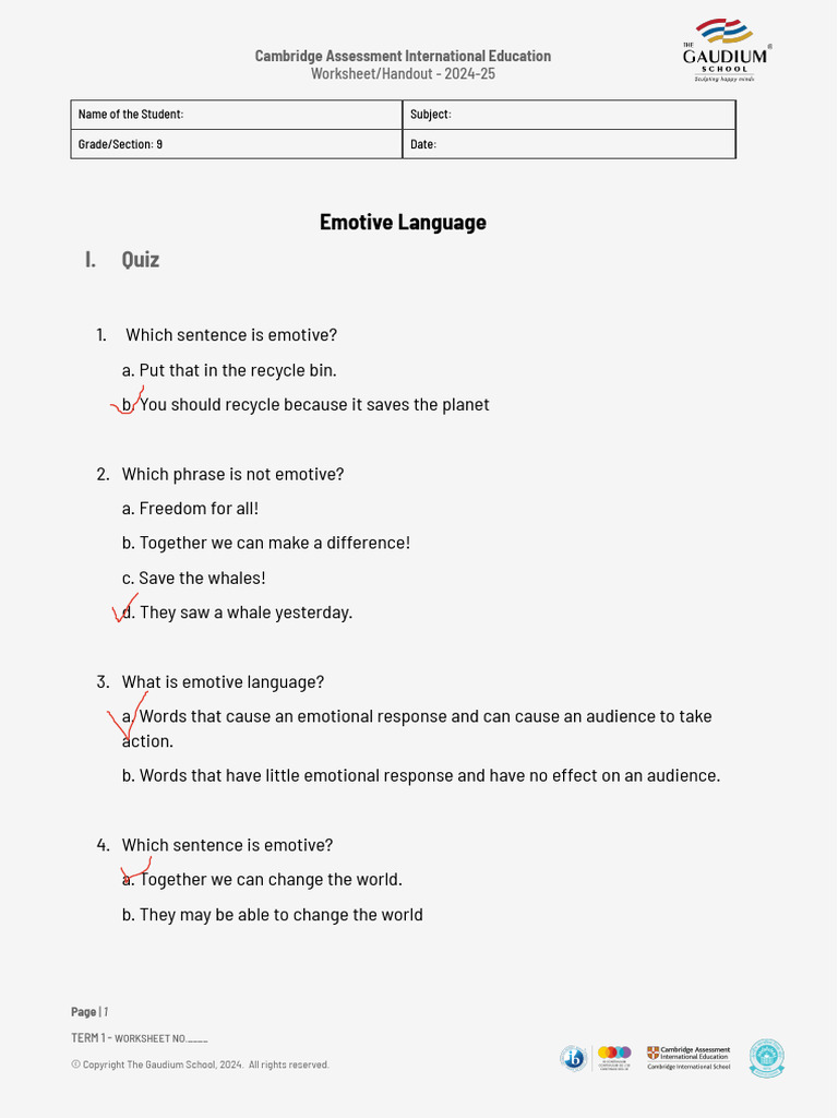 Emotive Language-Grade 9 | PDF