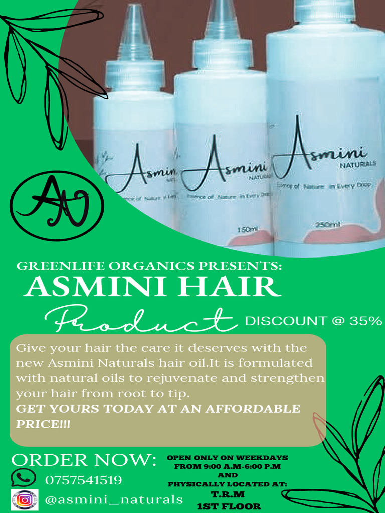 Asmini Naturals Hair Oil - 35% Off | PDF
