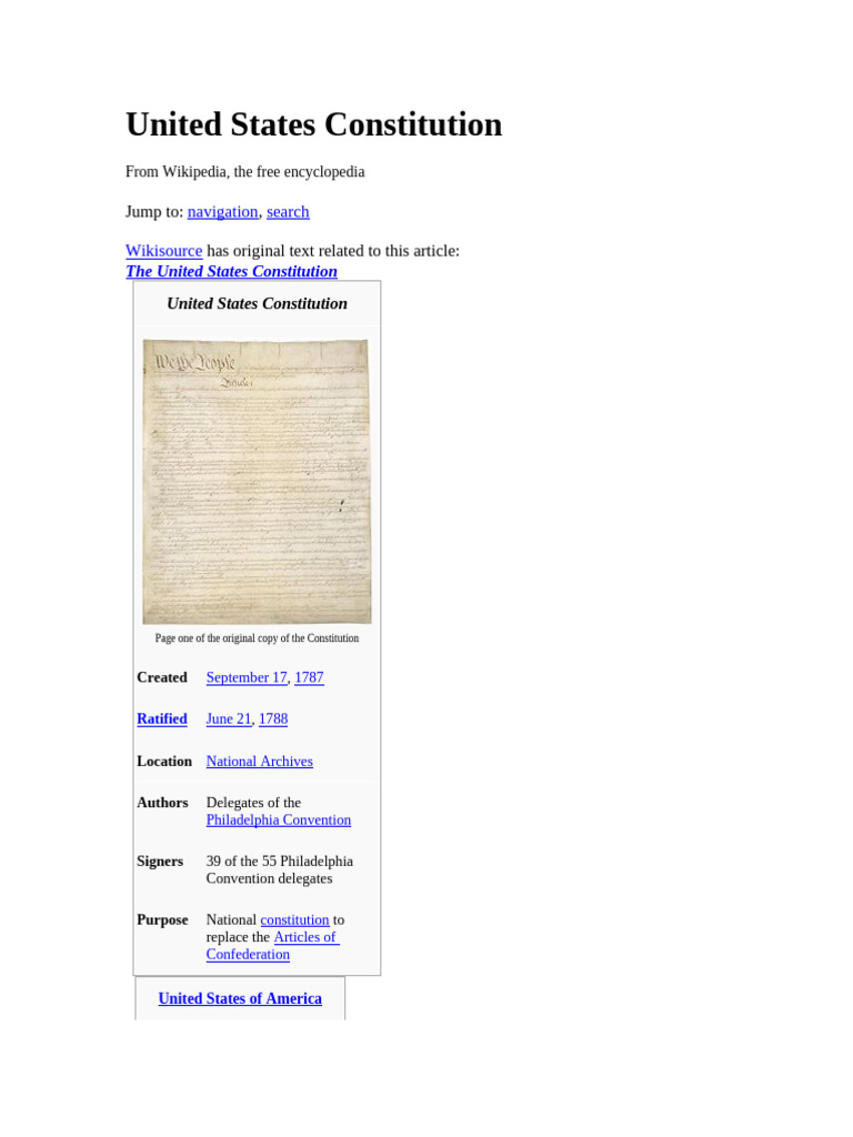 United States Constitution | PDF | Article Four Of The United States ...