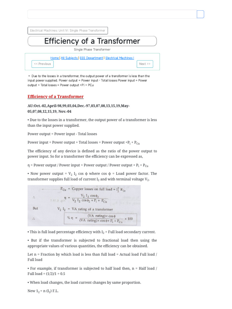 Transformer Efficiency Guide | PDF | Transformer | Power Supply