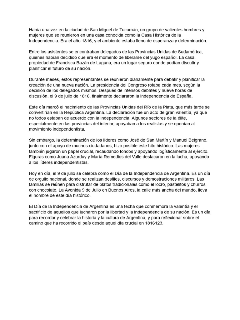 Cuento Dia de La Independencia | PDF