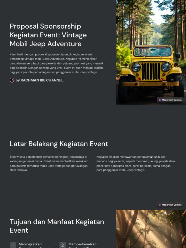 Proposal Sponsorship Kegiatan Event Vintage Mobil Jeep Adventure | PDF