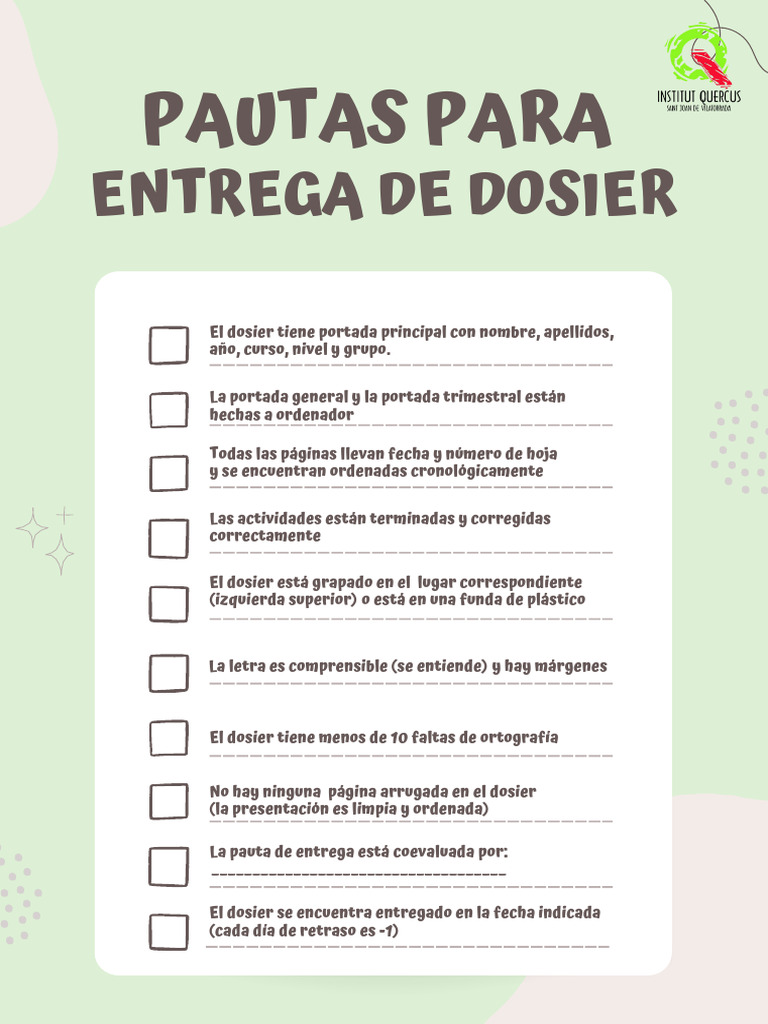 Pautas para Entrega de Dosier Escolar | PDF