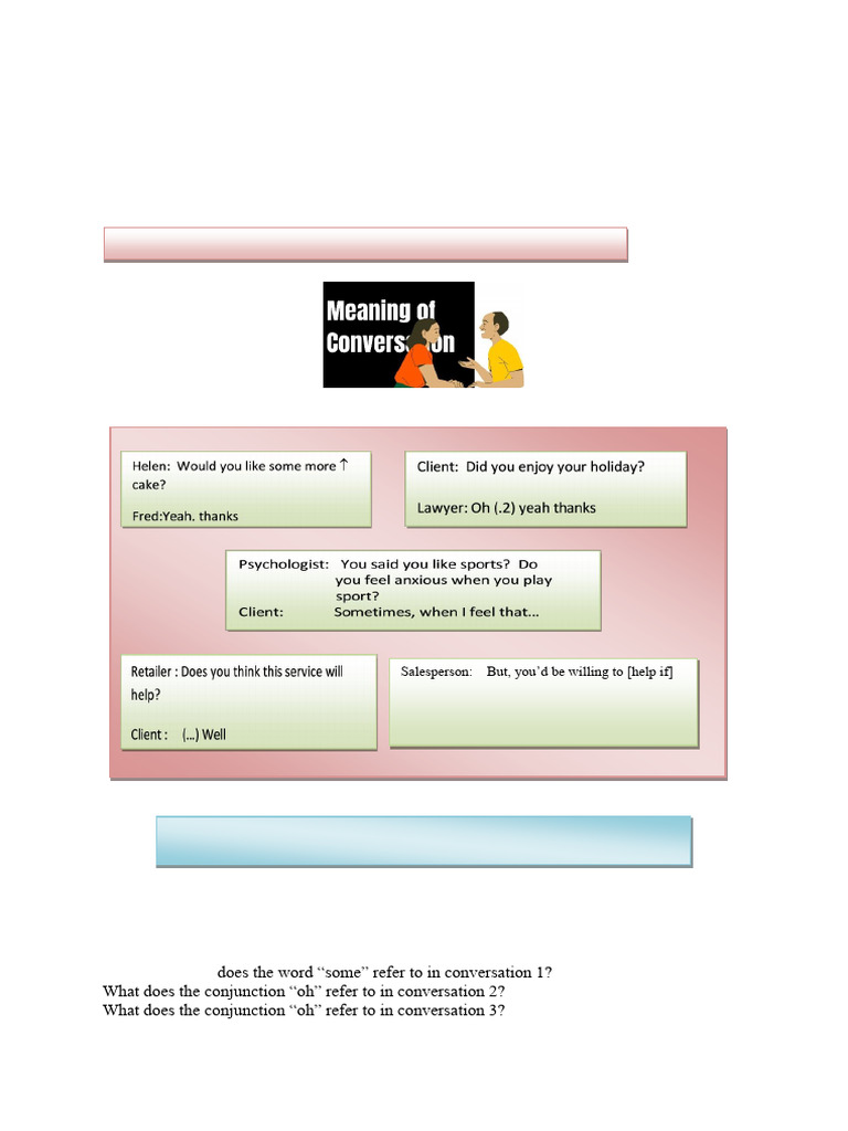 Lesson 6 Spoken Discourse From Utterances To Conversations | PDF ...