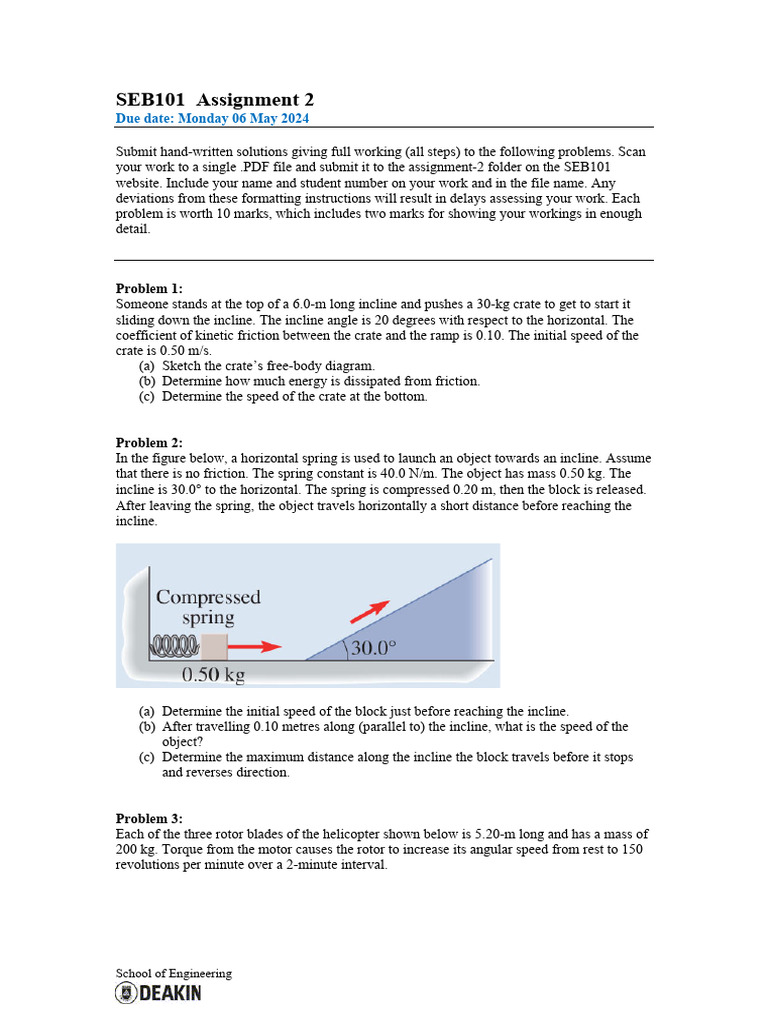 assign2 2024SEB101 | PDF | Oscillation | Torque